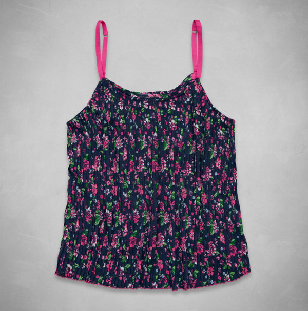 NWT Women's Abercrombie & Fitch Angie Floral Tank Top Easy Fit Navy ...