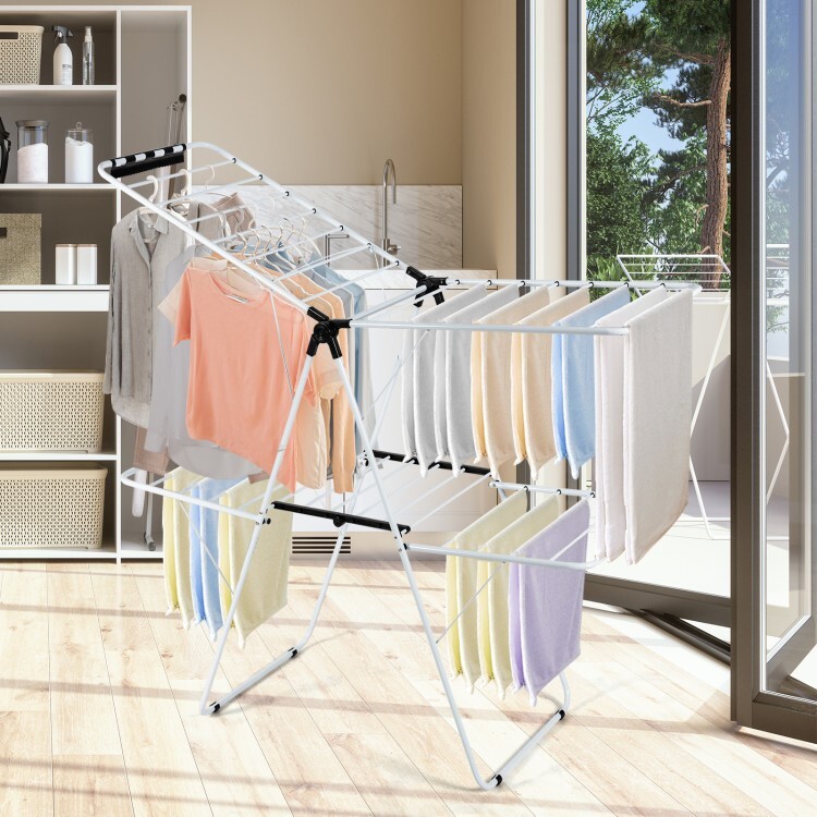 2Level Clothes Drying Rack Laundry Clothes Storage Folding w/Adjustable ...