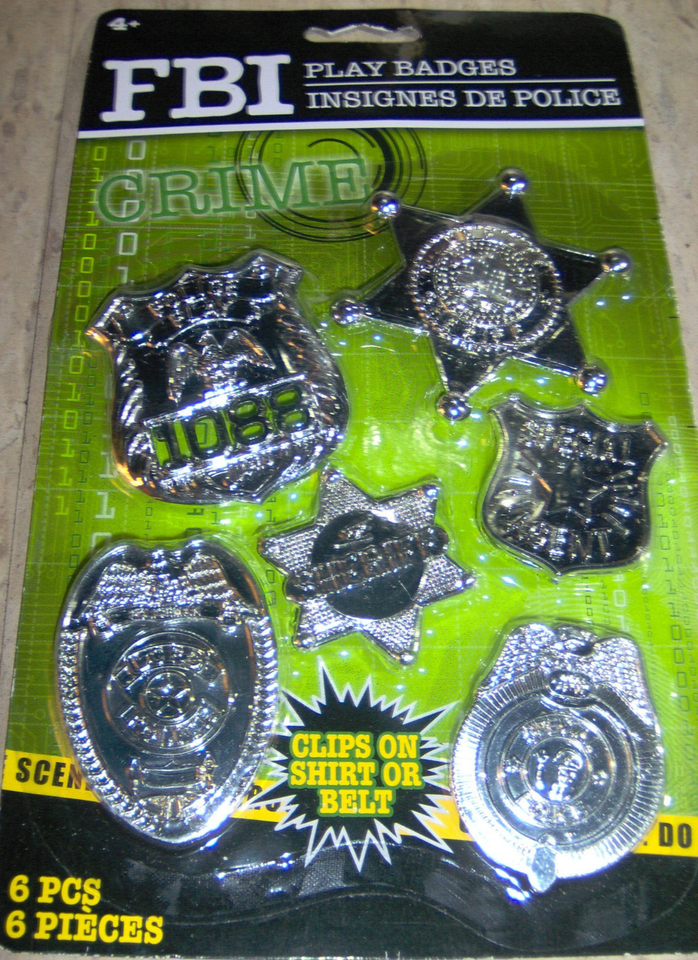 Fake play Police and Sheriff Badges 6 piece plastic Costume Badges ...