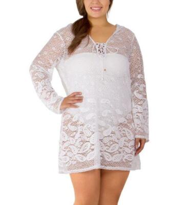 DOTTI Plus Size 1X White Riviera Paisley Hooded Tunic Cover-Up NWT | eBay
