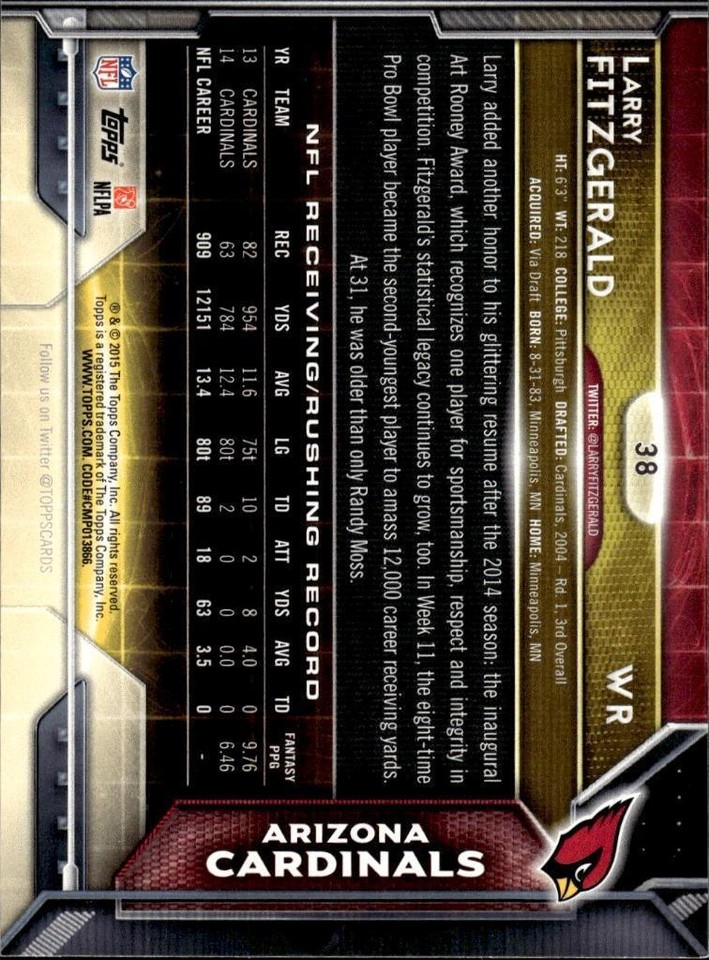 LARRY FITZGERALD CARD #38 BUY ANY 2 ITEMS FOR 50% OFF B209R1S11P2 | eBay