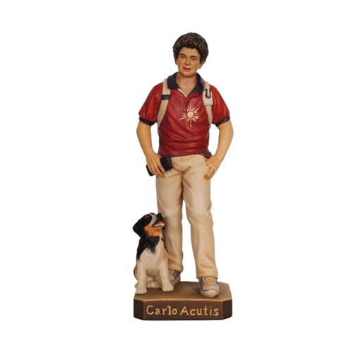 Statue De Saint Carlo Acutis En Bois. Wooden Statue Of St. Carlo Acutis ...