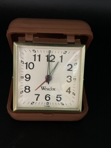 VTG WESTCLOX Folding Travel Alarm Clock Wind Up TESTED Clamshell Hands ...