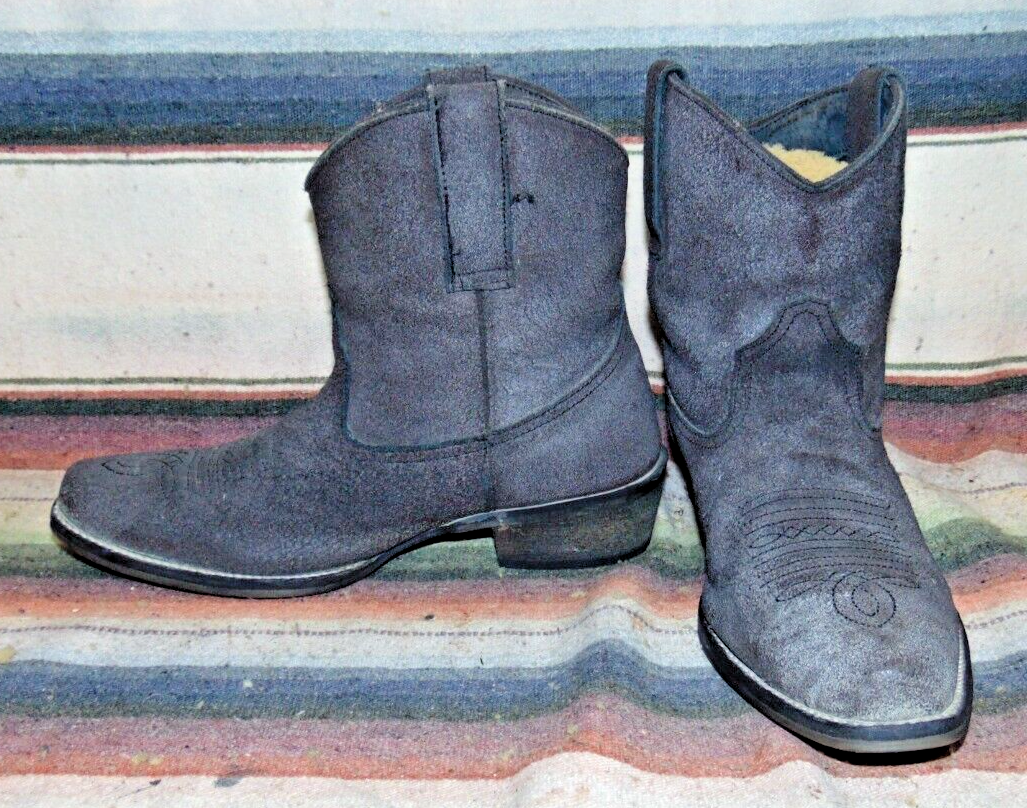 Womens Roper Shorty Charcoal Distressed Leather Cowboy Boots 7.5 ...