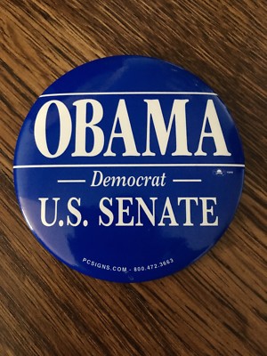 Barack Obama Democrat U.S. Senate 2004 election campaign pin/button ...