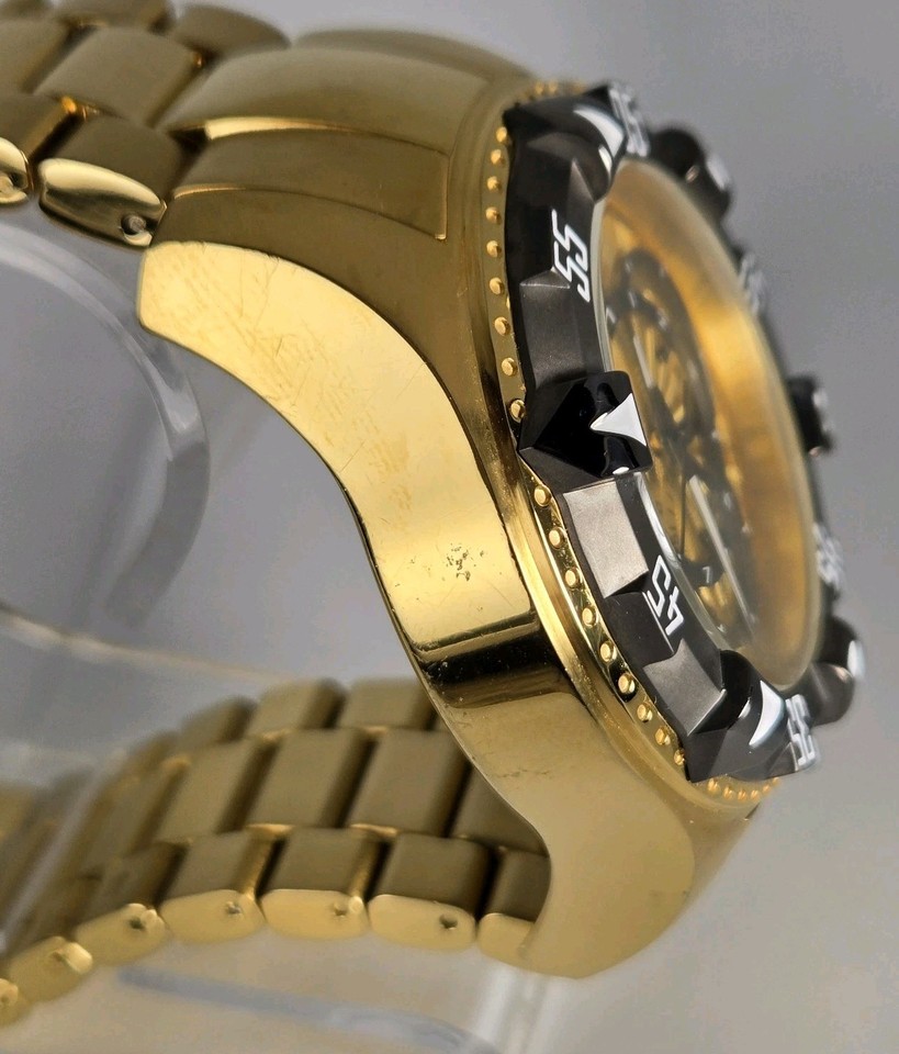INVICTA EXCURSION MEN'S CHRONOGRAPH STAINLESS ST WATER R 200M GOLD TONE ...