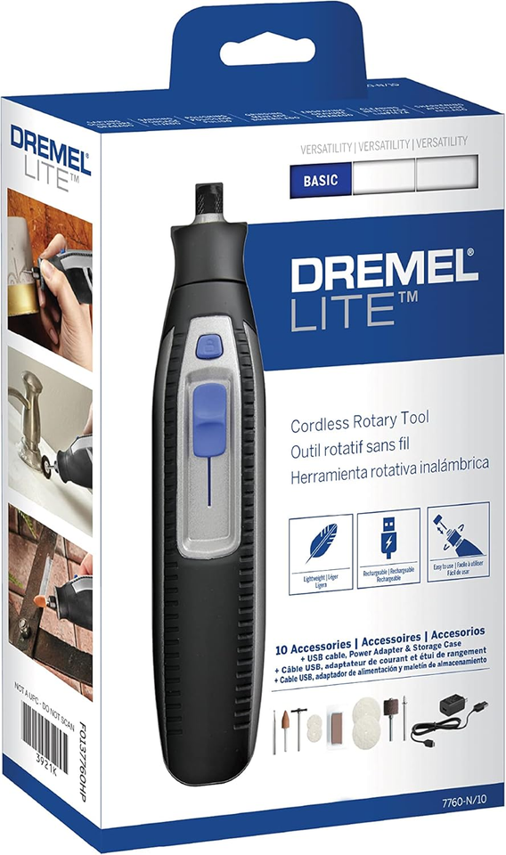 Dremel Lite 7760 N/10 4V Cordless Rotary Tool - USB Rechargeable 10 ...
