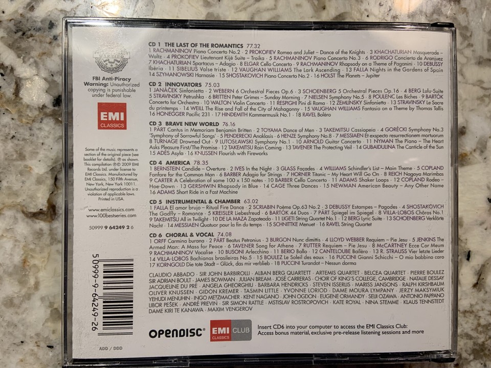 100 Best 20th Century classics (6 CD set)(2009)(EMI) | eBay