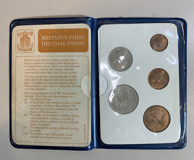Great Britain 1968-1971 “Britain's First Decimal Coins” 5-Coin Bank Set ...