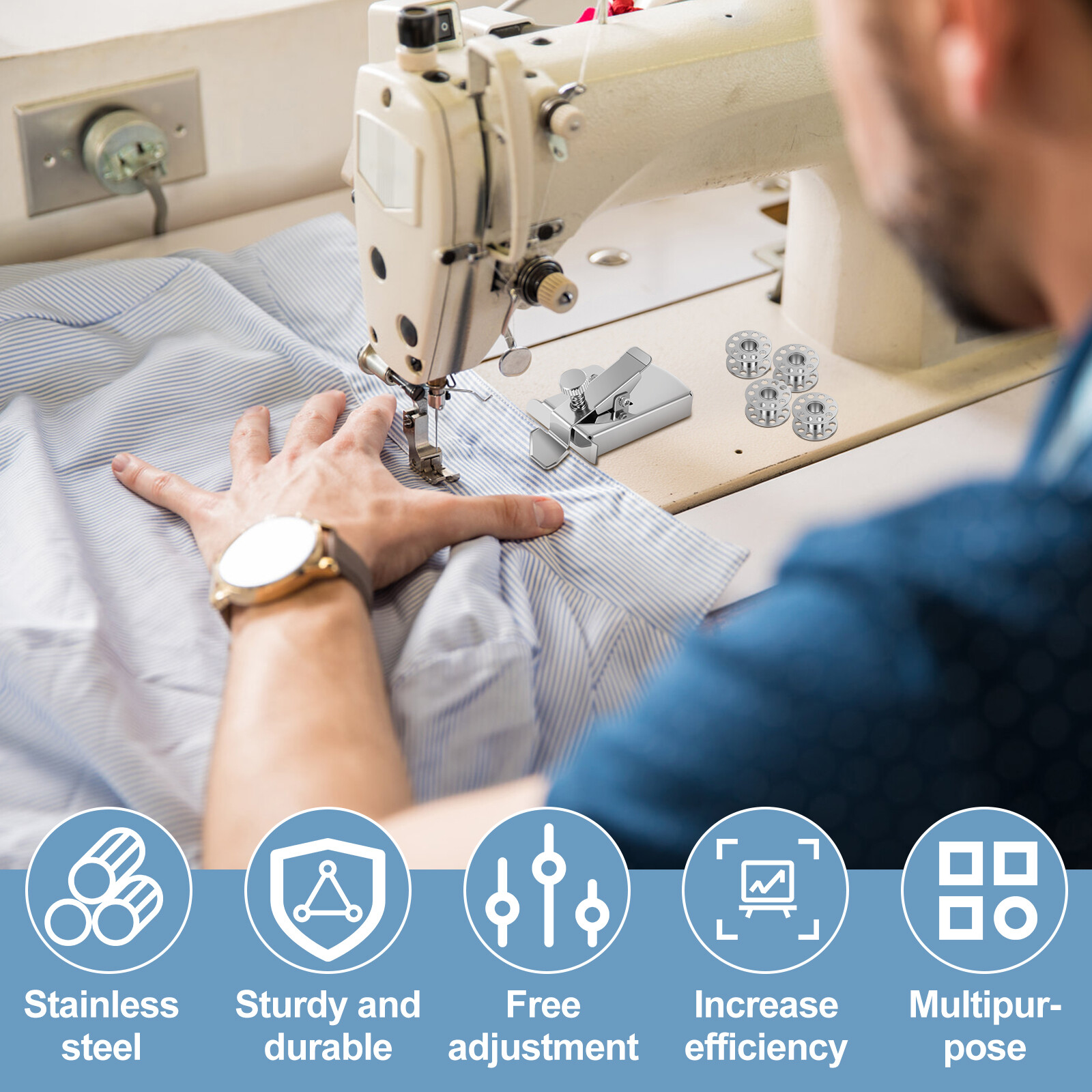 2Pcs Magnetic Seam Guide Stainless Steel Sewing Hemmer Guide Hem Guide ...