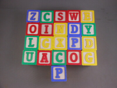 LOT 21 Vtg Playskool Wood Color Alphabet Letters & Objects Building ...