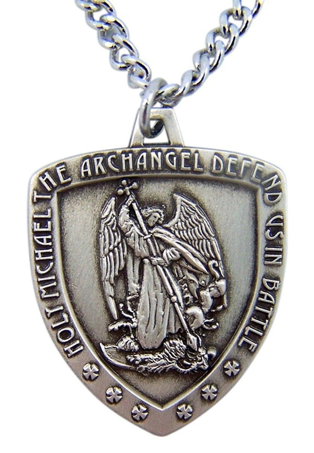 Sterling Silver Michael The Archangel Defend us in Battle Shield Medal ...