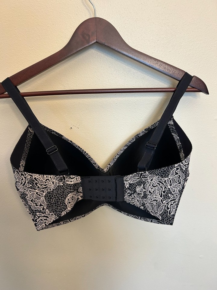 Knix Women's Wireless Lightly Lined Black Floral Bra 34G | eBay