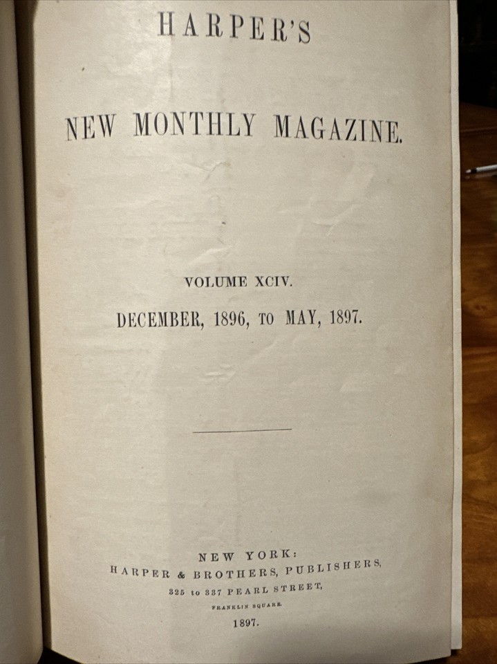 Harper’s Magazine Vol. XCIV Dec 1896-May 1897 HC RARE | eBay