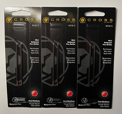 Cross 8518 Ballpoint Mini Medium Refill in Red ,Pack/2, 3 Packs | eBay