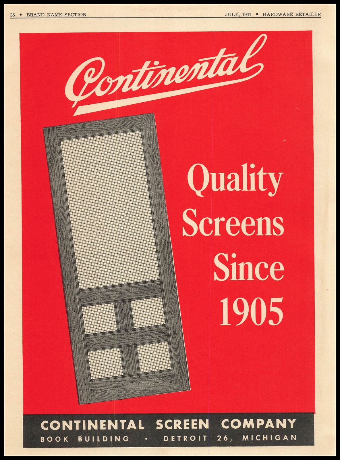 1947 Continental Screen Company Detroit Michigan Door Screens Vintage ...
