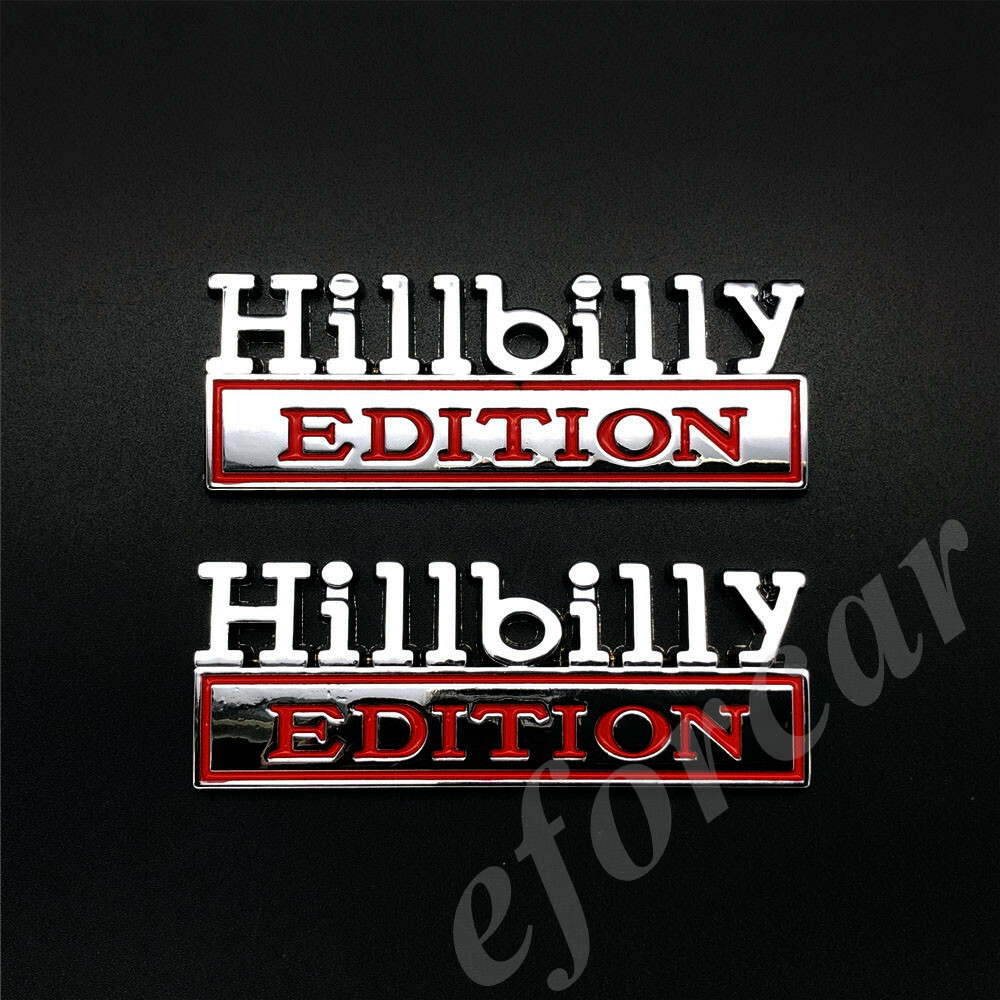 2x Metal Chrome HILLBILLY EDITION Truck Trunk Car Decal Emblem Badge ...