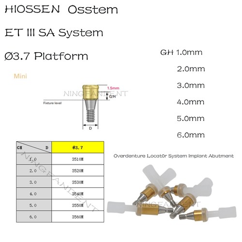 Overdenture Locator Abutments 1-6.0mm GH For Hiossen ET/HG/GS Mini 3 ...