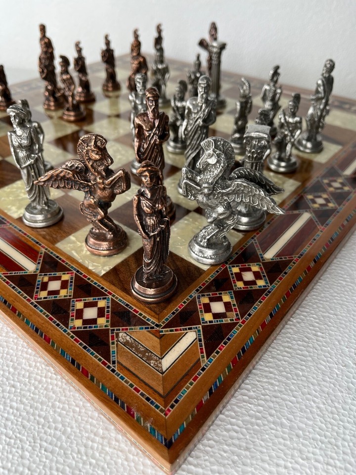 Luxury Handmade Mythology Chess Set – Pegasus Zamak Pieces & Wooden ...