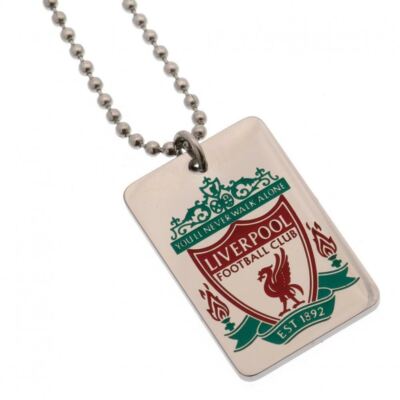 Liverpool FC Stainless Steel Enamel Crest Dog Tag & Chain | eBay UK
