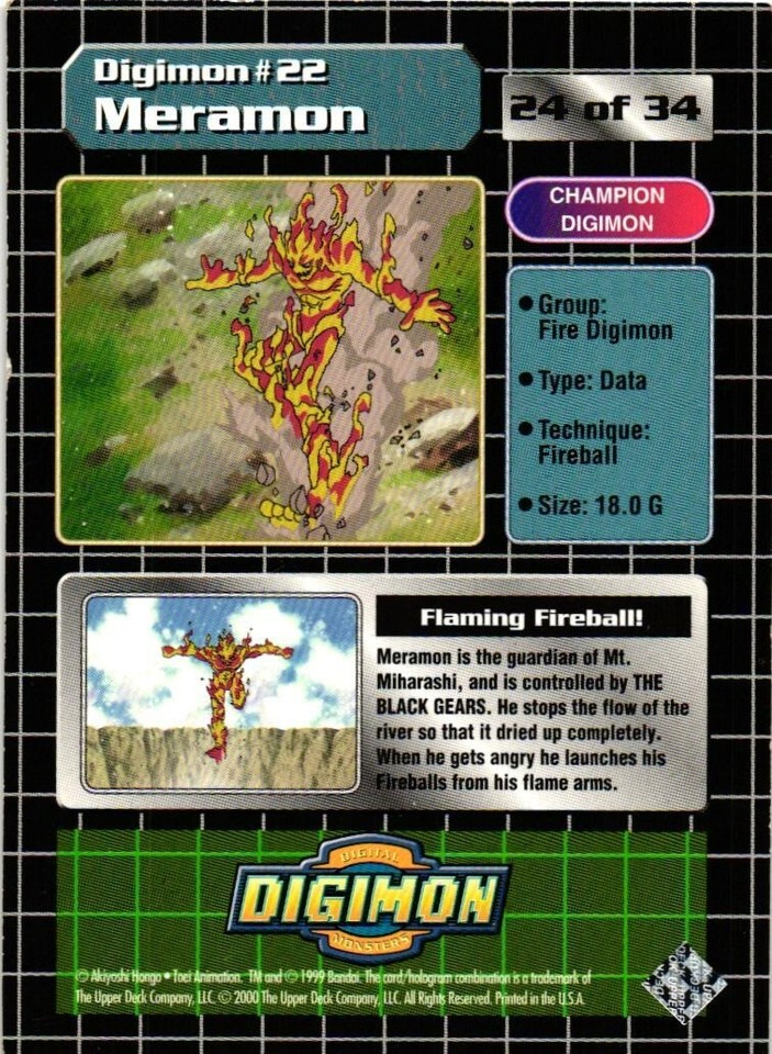 1999 2000 HOLO FOIL DIGIMON MERAMON #24 OR 34 | eBay