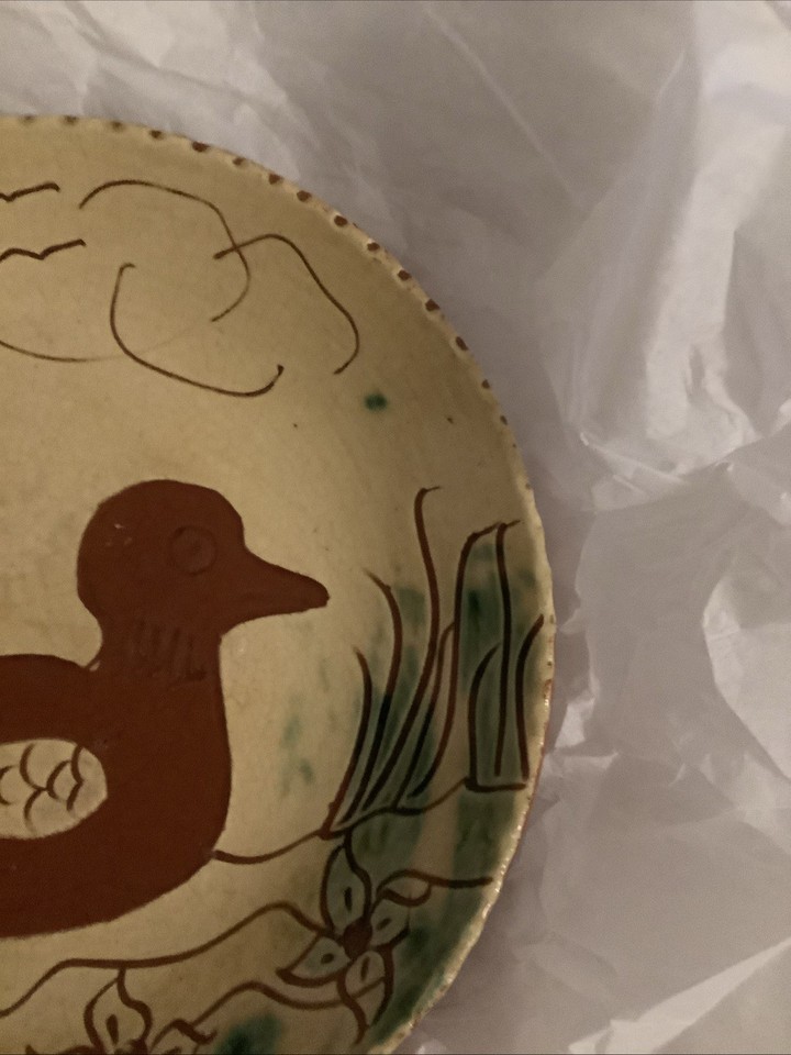 EXCELLENT CONDITION 1992 Breininger Pottery Robesonia, PA Redware Plate ...