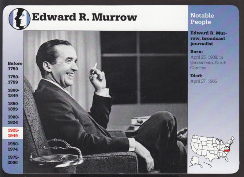 EDWARD R. MURROW Journalist Photo Bio GROLIER STORY OF AMERICA CARD | eBay