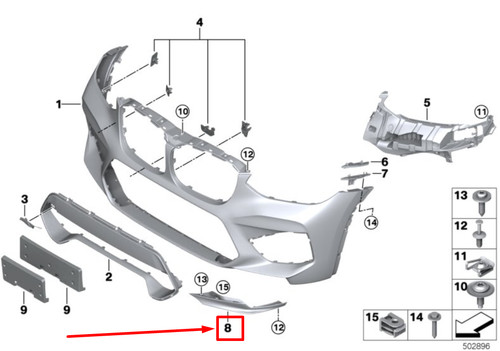 NEW BMW X4 F98 FRONT RIGHT BUMPER PRESSURE LIP 8077064 51118077064 ...