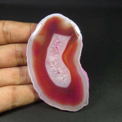 Natural Agate Geode Slice 72x37 mm Red Slice Cabs Smooth Gemstone 163 ...