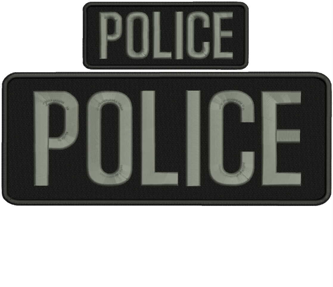 Police embroidery patch 4x10 and 2x5 hook grey letters | eBay