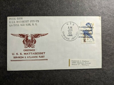 USS MATTABESSET AOG-52 Naval Cover 1964 NICHOLSON Cachet USS CAMBRIA ...