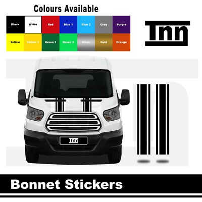 Bonnet Stripe Stickers Vinyl Decals Graphic For Ford Transit MWB SWB ...
