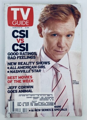 TV Guide Magazine March 8 2003 David Caruso of CSI Miami NY Metro Ed ...