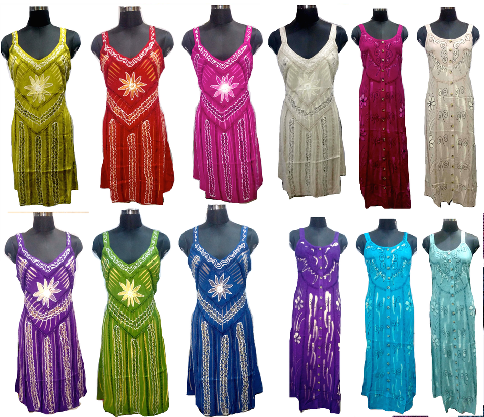 50 PC Mix Indian Sundress Crop Top Summer Dress Tie Dye Beach Wear Long ...