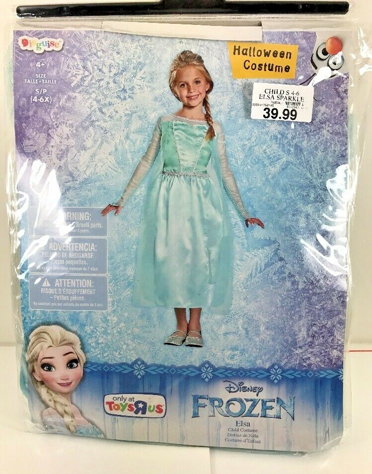 Disney's Frozen Elsa Sparkle Size S (4-6X) Deluxe Halloween Girl's ...