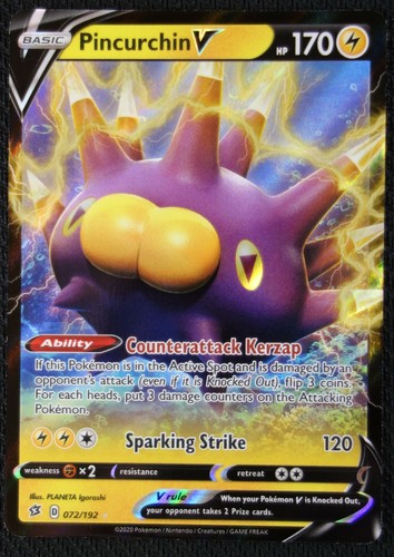 Pokemon Card Pincurchin V 072/192 Rebel Clash NM/M | eBay
