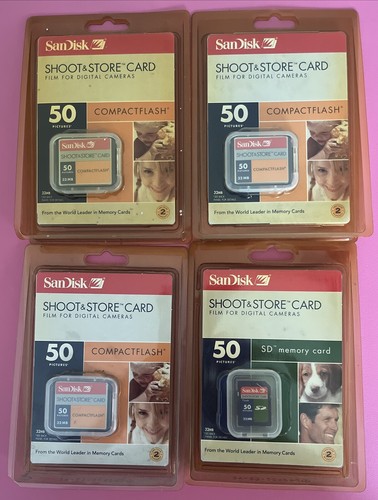 LOT OF 4SanDisk Shoot & Store 32MB Compact Flash Card 50 Pictures ...