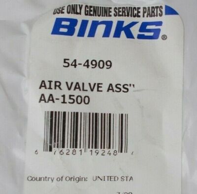 Air Valve Assembly Binks 54-4909 | eBay
