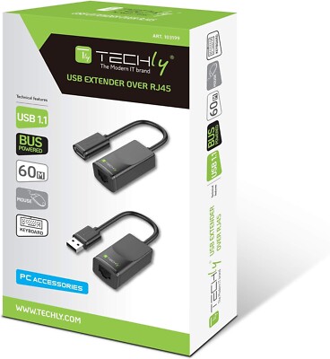 TECHLY 103199 Extender USB su Cavo Cat.5E/6 60m Nero | eBay