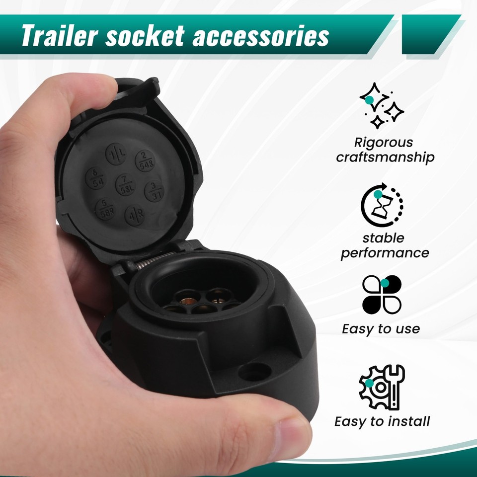 7 Pin European Trailer Socket+Plug Tow Bar Connector Adapter for Car ...