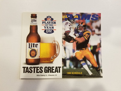 Los Angeles Rams 1990 NFL Football Pocket Schedule - Miller Lite | eBay