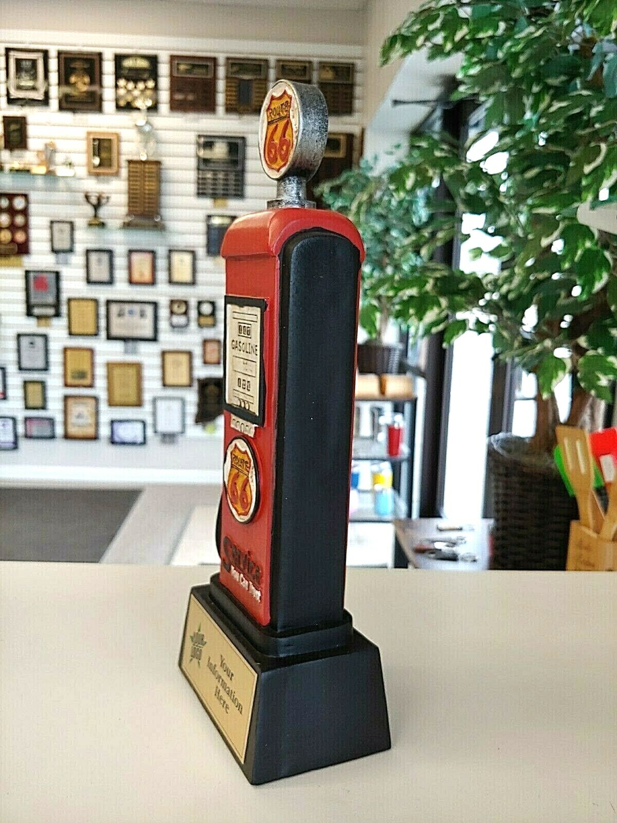 GAS PUMP CAR SHOW TROPHY LARGE RESIN 11 3/4" TALL AWARD FREE LETTERING ...