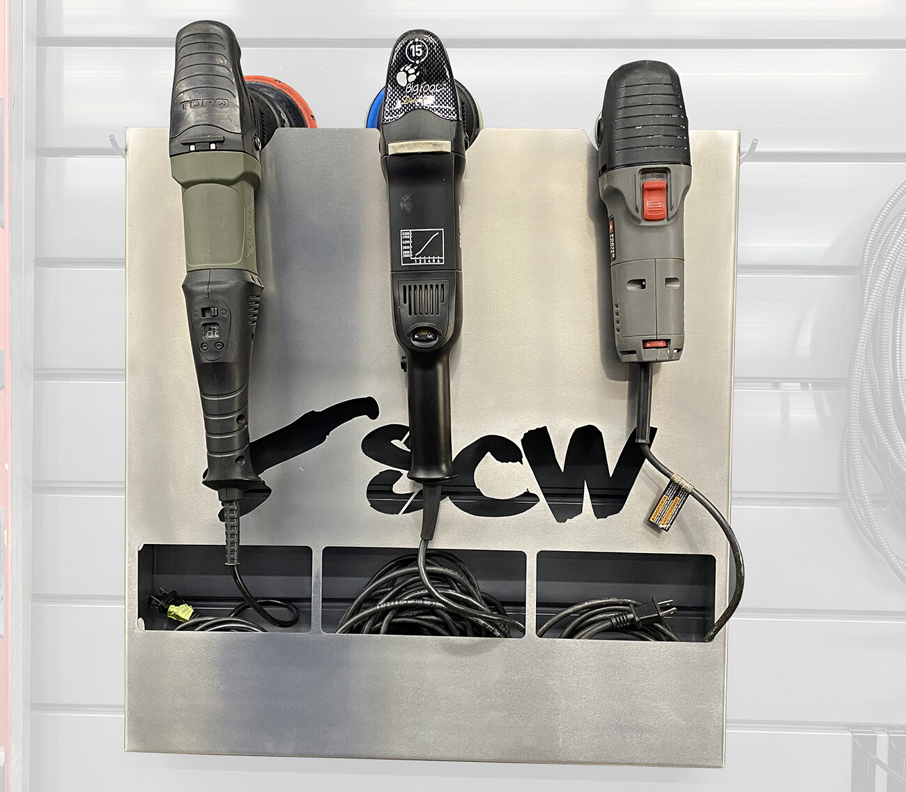 SCW TRIPLE 3 POLISHER RACK WALL MOUNTED HOLDER / BUFFER HOLDER ...