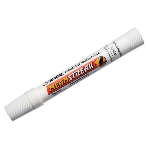Sharpie Mean Streak Permanent Marking Stick, Bullet Tip, White, Box of ...