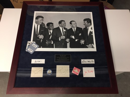 Framed Original Autographs The Rat Pack Sands Casino Cards Photograph ...