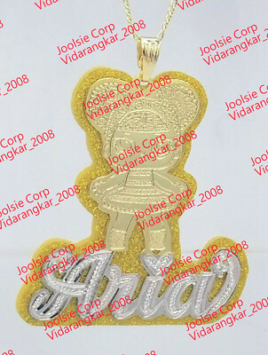 PERSONALIZED 14K GOLD PLATED GLITTER NAME PLATE CHAIN NECKLACE ANY NAME ...