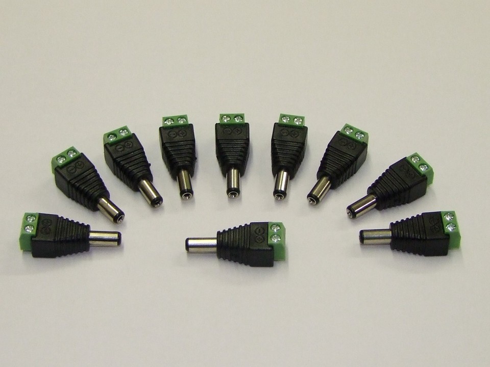 10 Pack Mini Power plug 2.1MM with Screw mount ends for security ...