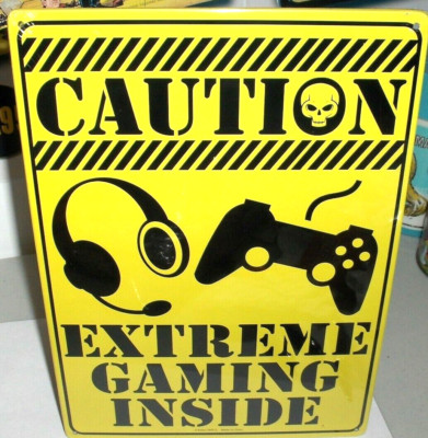 Caution Extreme Gaming Inside`Metal Play Boy Cave Game Sign`Sealed ...