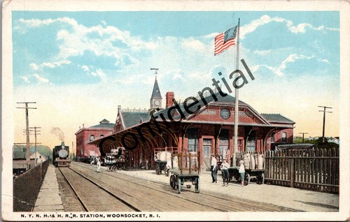 NYNH&H Steam Train Arriving at RR Station At Woonsocket RI Rhode Island ...