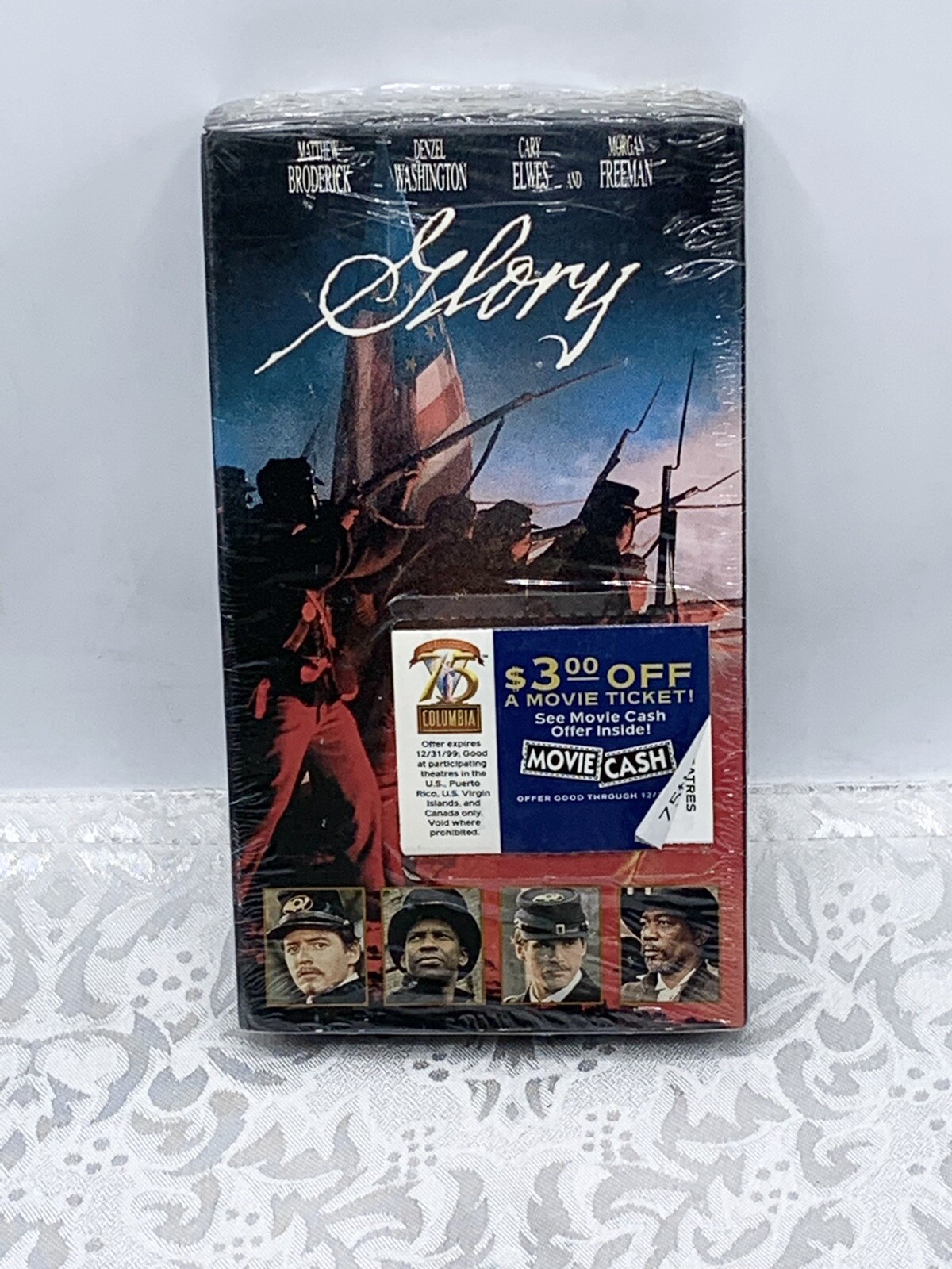 1990 Glory Civil War Movie Denzel Washington Morgan Freeman Sealed VHS ...